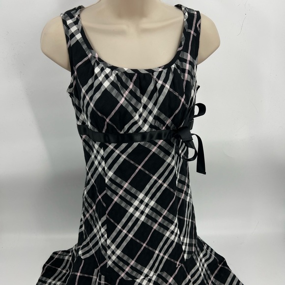 Burberry | Dresses | Burberry Black Plaid Dress With Black Ribbon ...